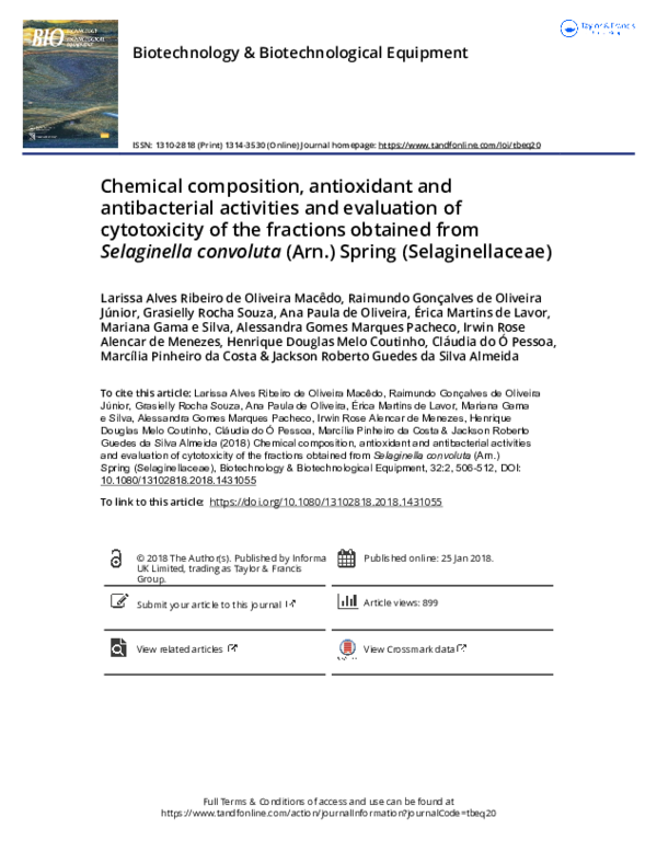 (PDF) Chemical composition, antioxidant and antibacterial activities and evaluation of ...