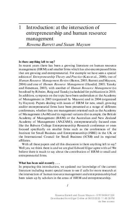 (PDF) Introduction: At the Intersection of Entrepreneurship and Human ...