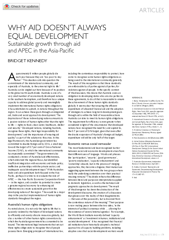 (PDF) Why AID Doesn't Always Equal Development | Bridget Kennedy ...