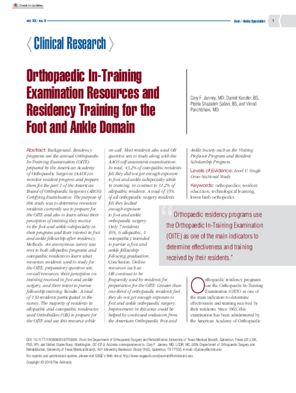 (PDF) Orthopaedic In-Training Examination Resources and Residency ...