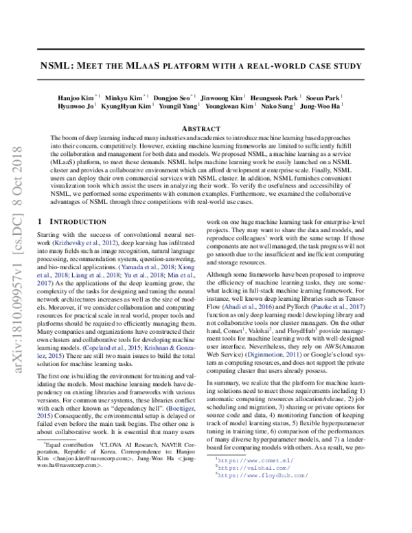(PDF) NSML: Meet the MLaaS platform with a real-world case study | Jung ...