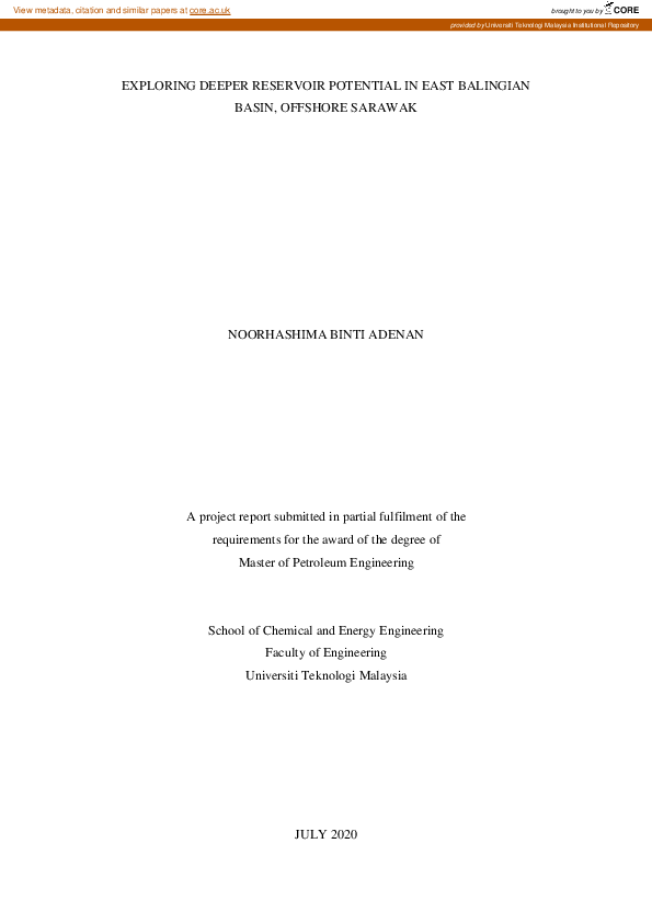 (PDF) Exploring deeper reservoir potential in east Balingian basin ...
