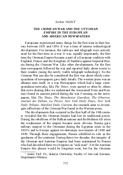 (PDF) The Crimean War and the Ottoman Empire in the European and ...