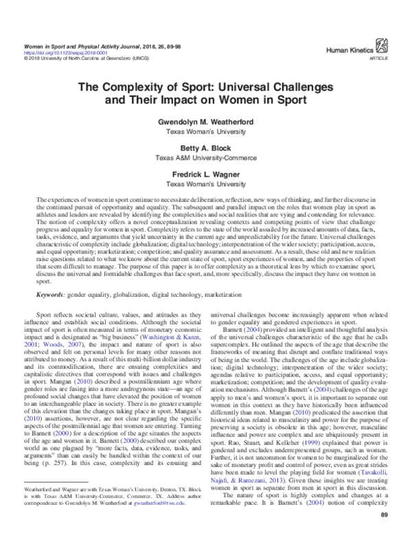 (PDF) The Complexity of Sport: Universal Challenges and Their Impact on ...