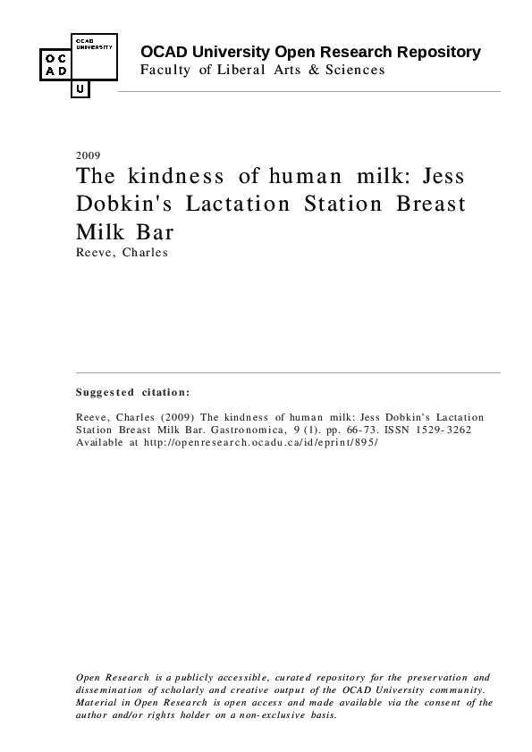 (PDF) The Kindness of Human Milk: Jess Dobkin's Lactation Station ...