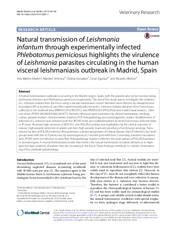 (PDF) Natural transmission of Leishmania infantum through ...