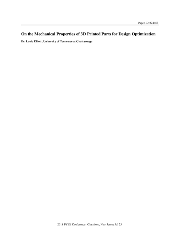 (PDF) On the Mechanical Properties of 3D Printed Parts for Design Optimization