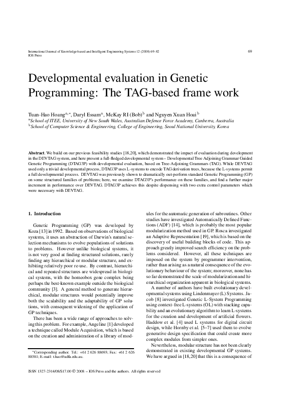 (PDF) Developmental Evaluation in Genetic Programming: The Preliminary ...