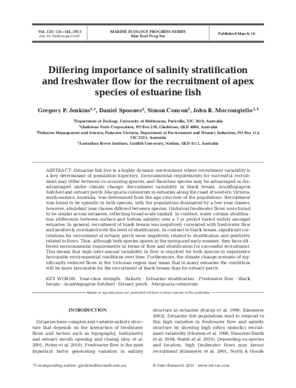 (PDF) Differing importance of salinity stratification and freshwater ...