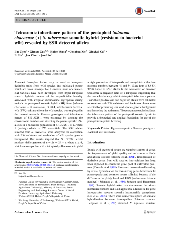 (PDF) Tetrasomic inheritance pattern of the pentaploid Solanum ...