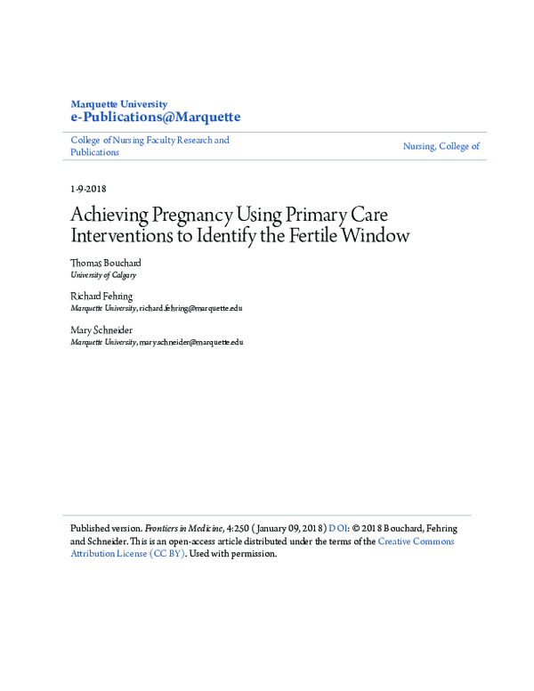 (PDF) Primary Care Interventions for Identifying the Fertile Window