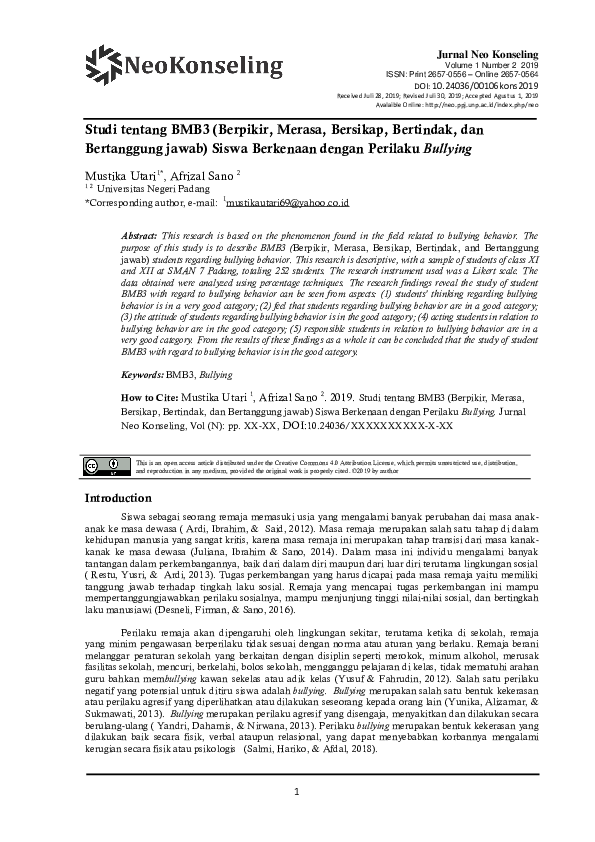 (PDF) Studi tentang BMB3 (Berpikir, Merasa, Bersikap, Bertindak, dan ...