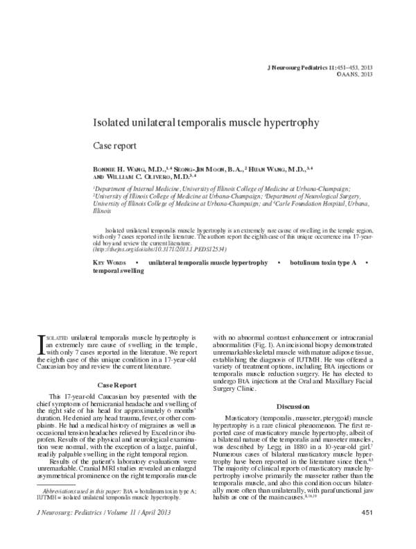 (PDF) Isolated unilateral temporalis muscle hypertrophy