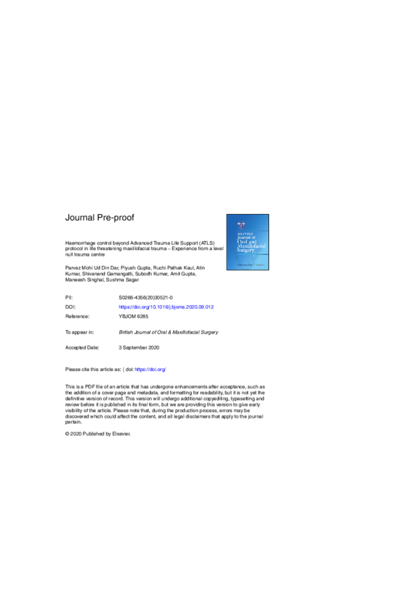 (PDF) Haemorrhage control beyond Advanced Trauma Life Support (ATLS ...