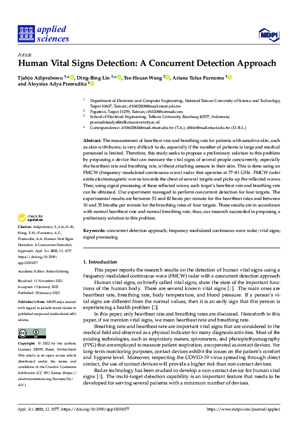 Pdf Human Vital Signs Detection A Concurrent Detection Approach