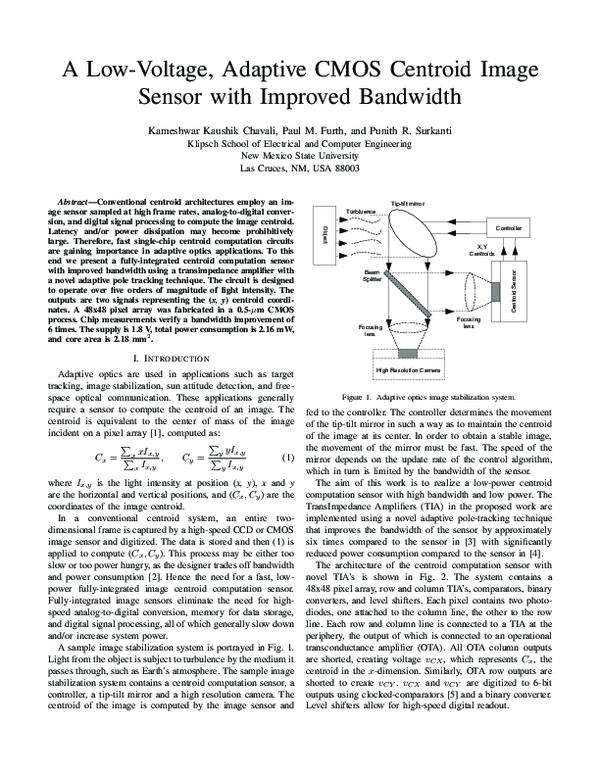 (PDF) A low-voltage, adaptive CMOS centroid image sensor with improved bandwidth