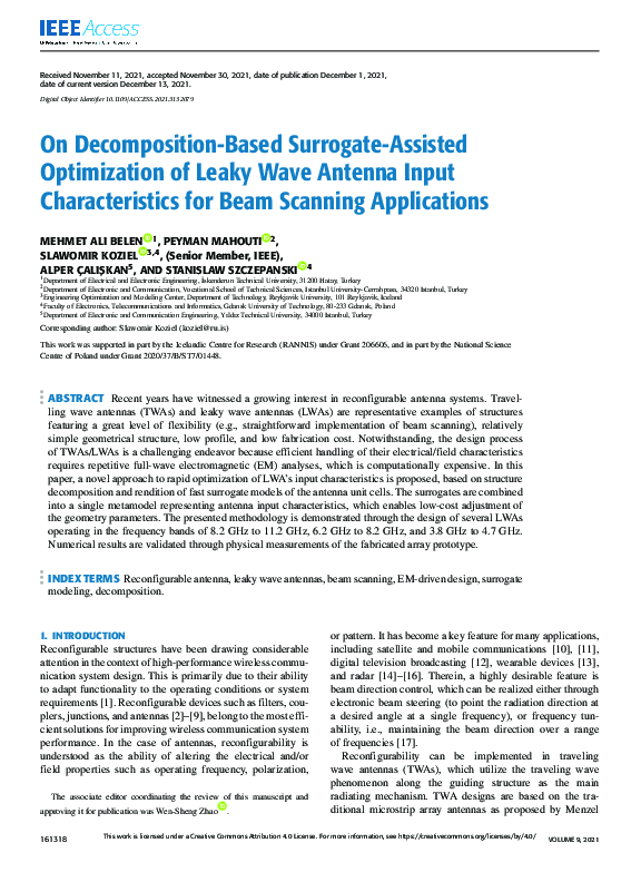 (PDF) On Decomposition-Based Surrogate-Assisted Optimization of Leaky Wave Antenna Input ...