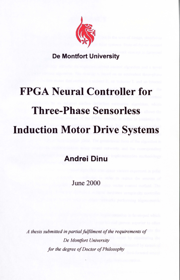(PDF) FPGA neural controller for three-phase sensorless induction motor drive systems
