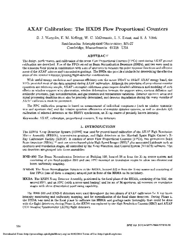 (PDF) AXAF calibration: the HXDS flow proportional counters