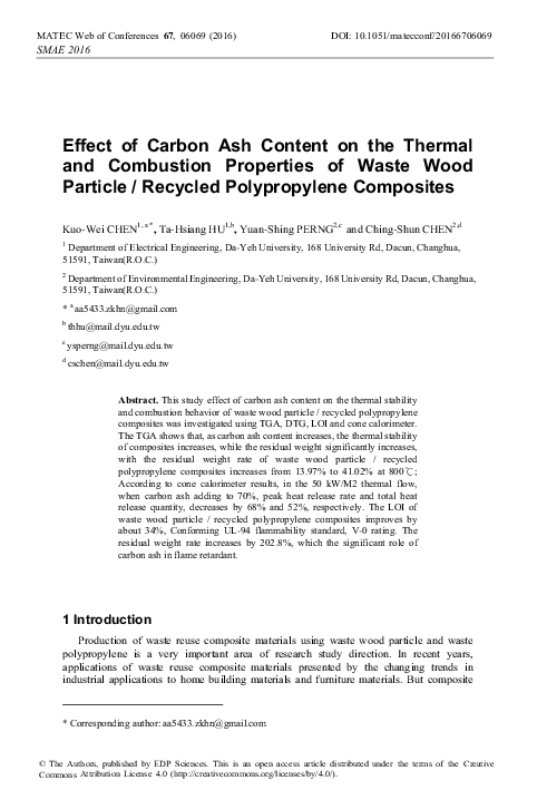 (PDF) Effect of Carbon Ash Content on the Thermal and Combustion ...