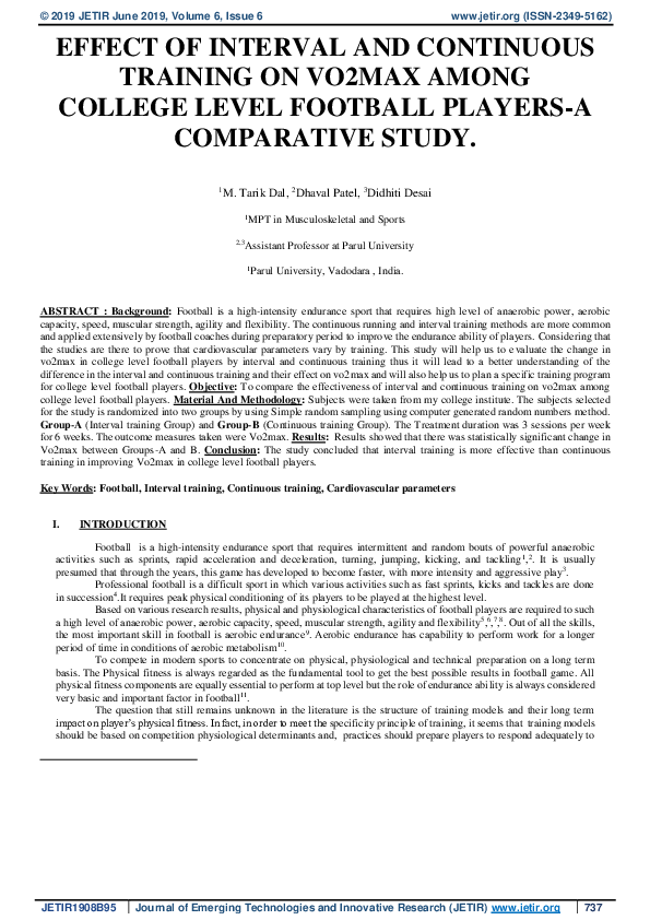 (PDF) Effect of Interval and Continuous Training on VO2MAX Among ...