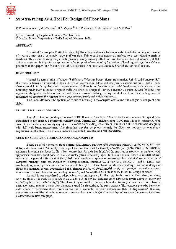 (PDF) Substructuring as a Tool for Design of Floor Slabs