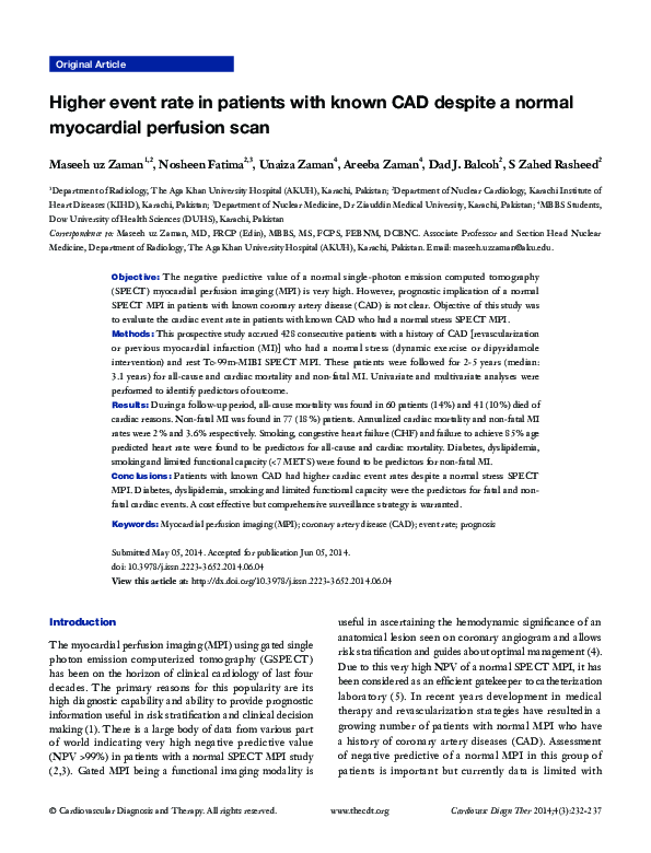 (PDF) Higher event rate in patients with known CAD despite a normal ...