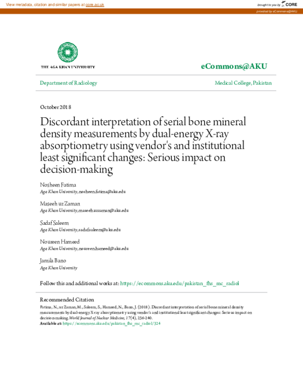 (PDF) Discordant interpretation of serial bone mineral density ...