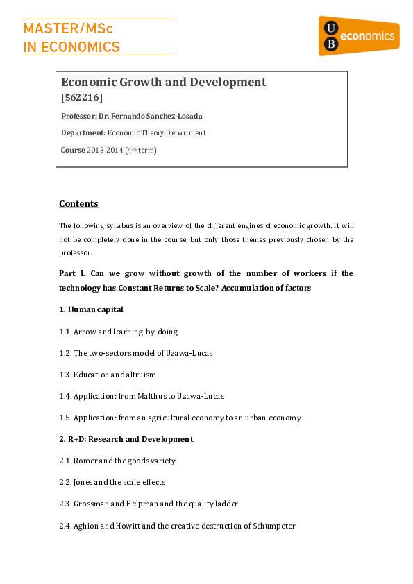 (PDF) Economic Growth and Development