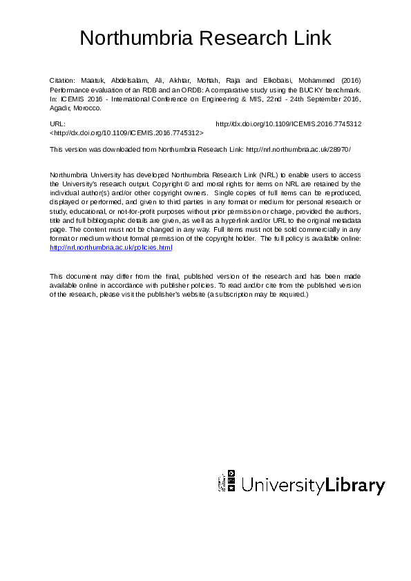 (PDF) Performance evaluation of an RDB and an ORDB: A comparative study ...