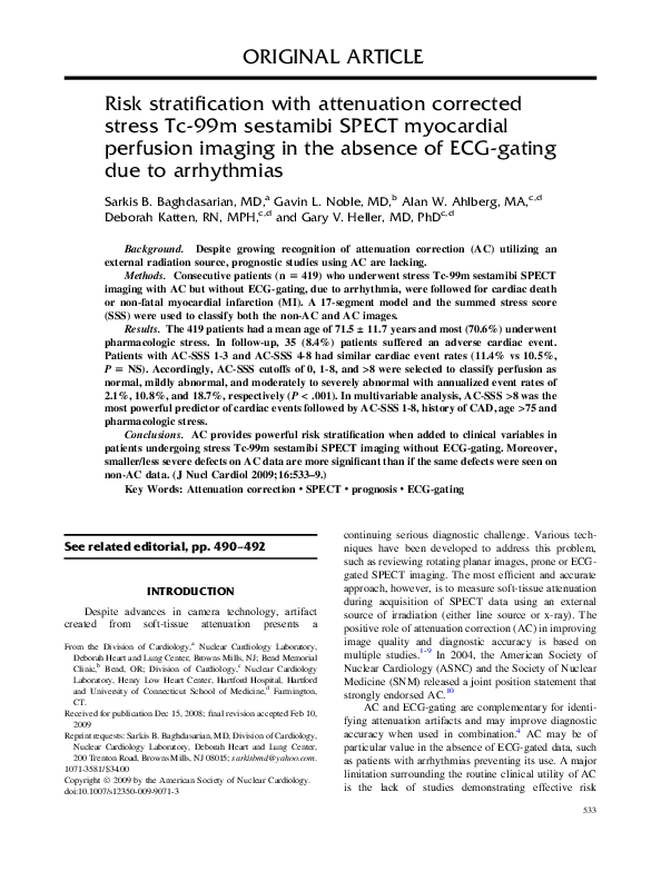 (PDF) Risk stratification with attenuation corrected stress Tc-99m ...