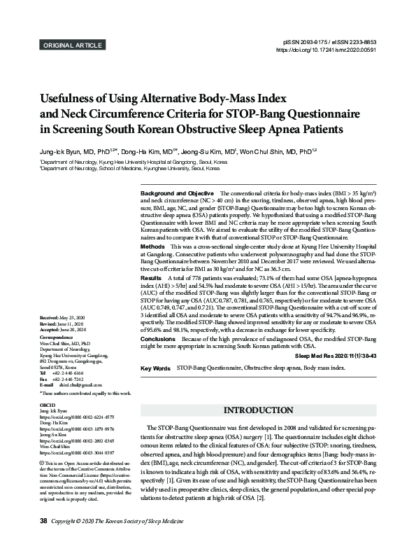 (PDF) Usefulness of Using Alternative Body-Mass Index and Neck ...
