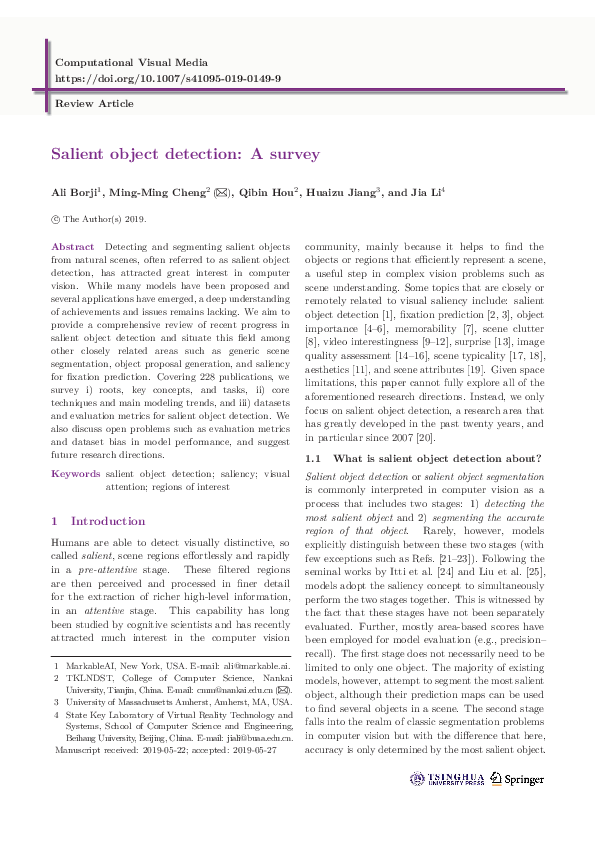 (PDF) Salient object detection: A survey