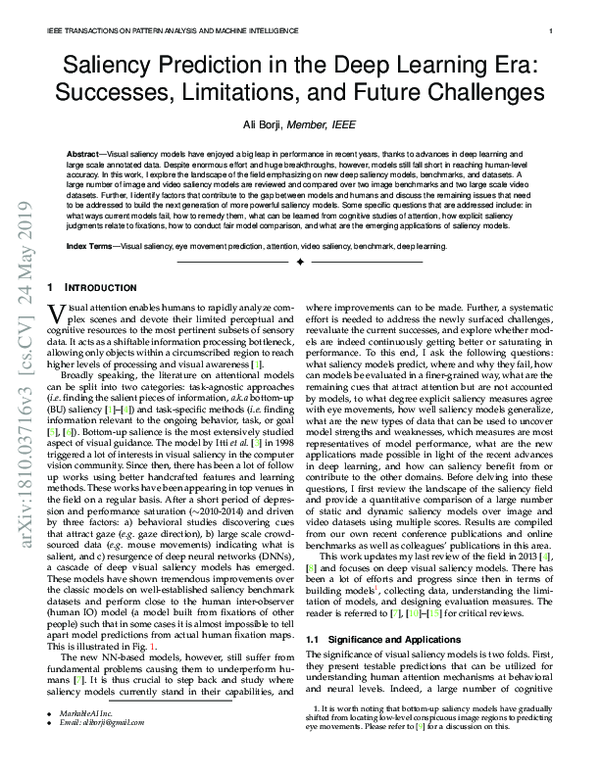 (PDF) Saliency Prediction in the Deep Learning Era: An Empirical Investigation