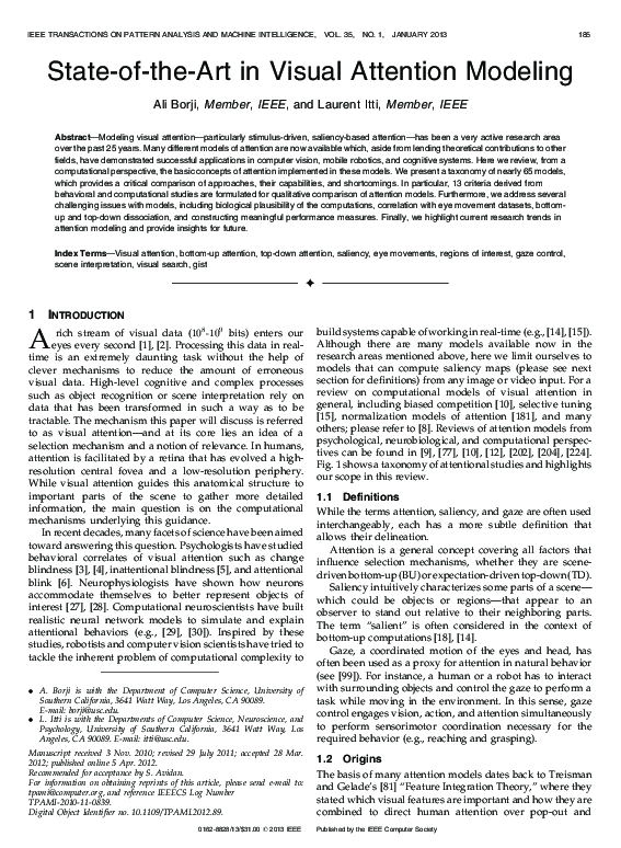 (PDF) State-of-the-Art in Visual Attention Modeling