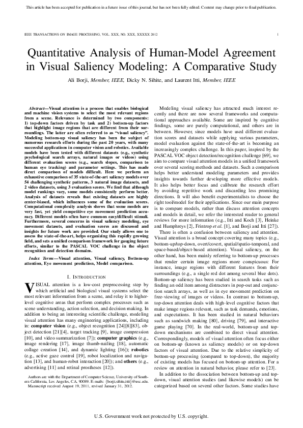 (PDF) Quantitative Analysis of Human-Model Agreement in Visual Saliency ... (PDF) Quantitative Analysis of Human-Model Agreement in Visual Saliency ...