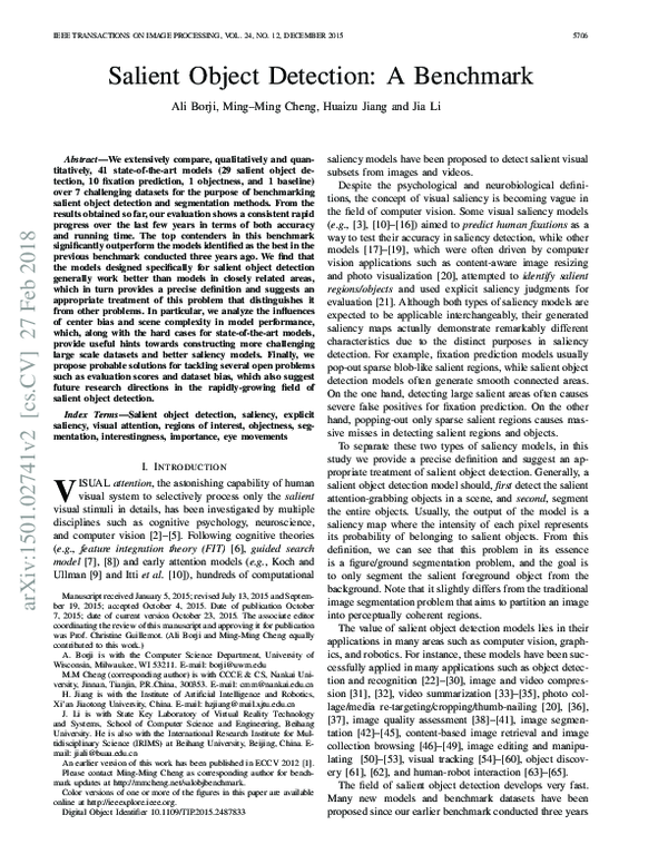 (PDF) Salient Object Detection: A Benchmark