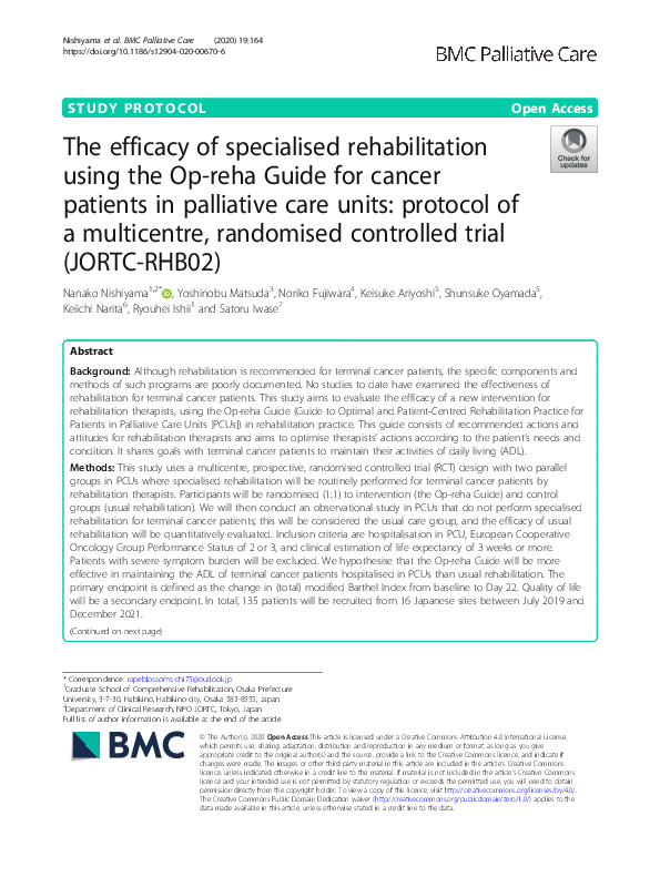 (PDF) The efficacy of specialised rehabilitation using the Op-reha Guide for cancer patients in ...