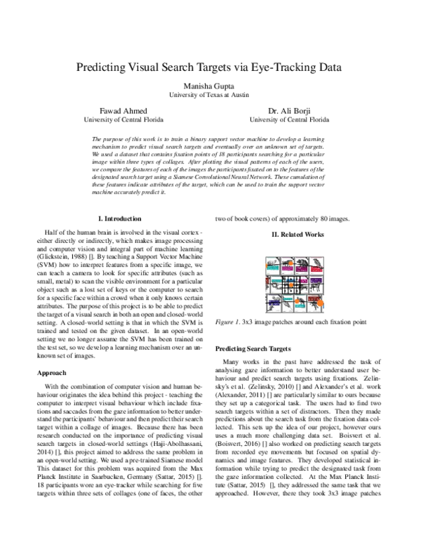 (PDF) Predicting Visual Search Targets via Eye-Tracking Data