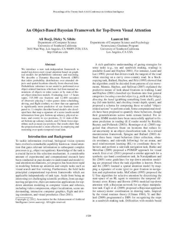 (PDF) An Object-Based Bayesian Framework for Top-Down Visual Attention