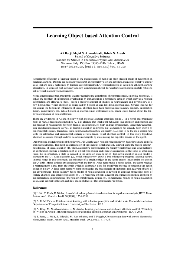 (PDF) Learning Object-based Attention Control