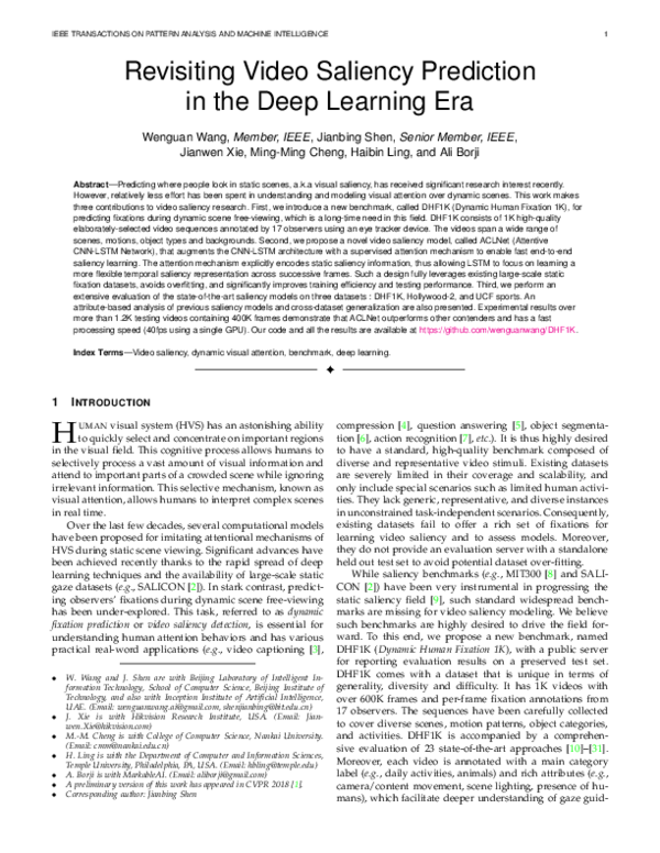 Pdf Revisiting Video Saliency Prediction In The Deep Learning Era