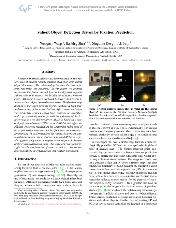 Pdf Salient Object Detection Driven By Fixation Prediction Ali