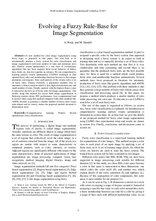 (PDF) Evolving A Fuzzy Rule-Base For Image Segmentation