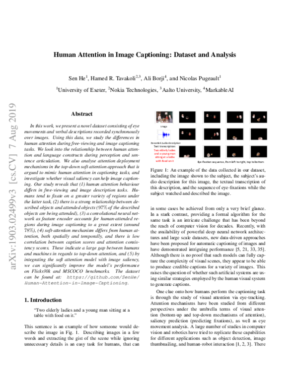 Pdf Human Attention In Image Captioning Dataset And Analysis