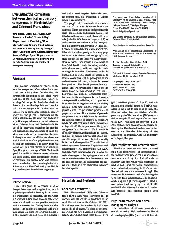 (PDF) Evaluating the correlation between chemical and sensory compounds ...