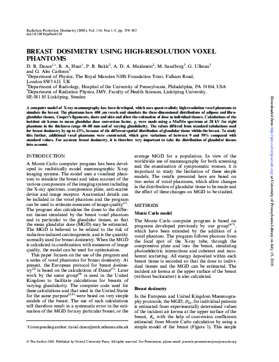 (PDF) Breast dosimetry using high-resolution voxel phantoms