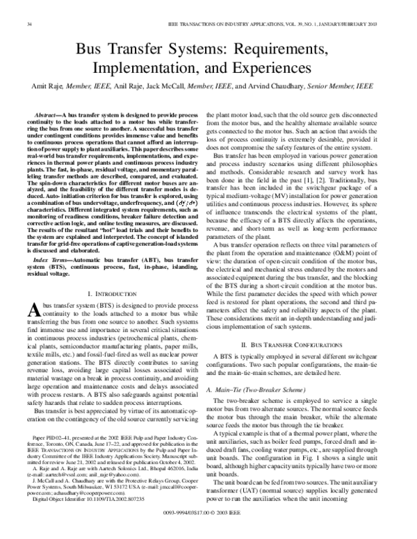 (PDF) Bus transfer systems: requirements, implementation, and experiences