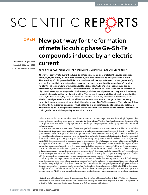 (PDF) New pathway for the formation of metallic cubic phase Ge-Sb-Te ...