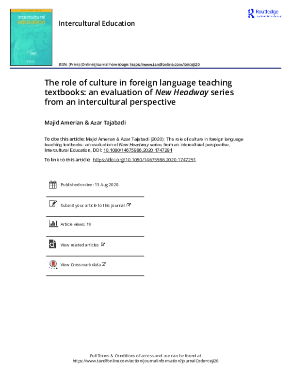 (PDF) The role of culture in foreign language teaching textbooks: an ...